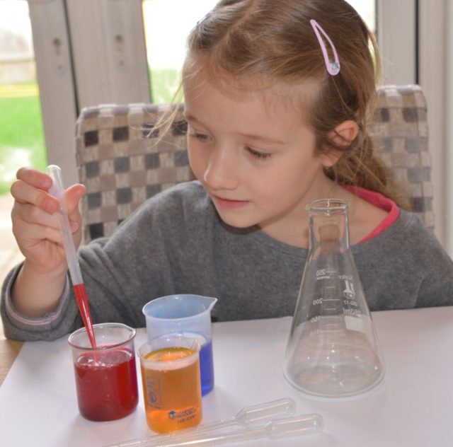 Colour mixing with food colouring and water - Science Experiments for Kids