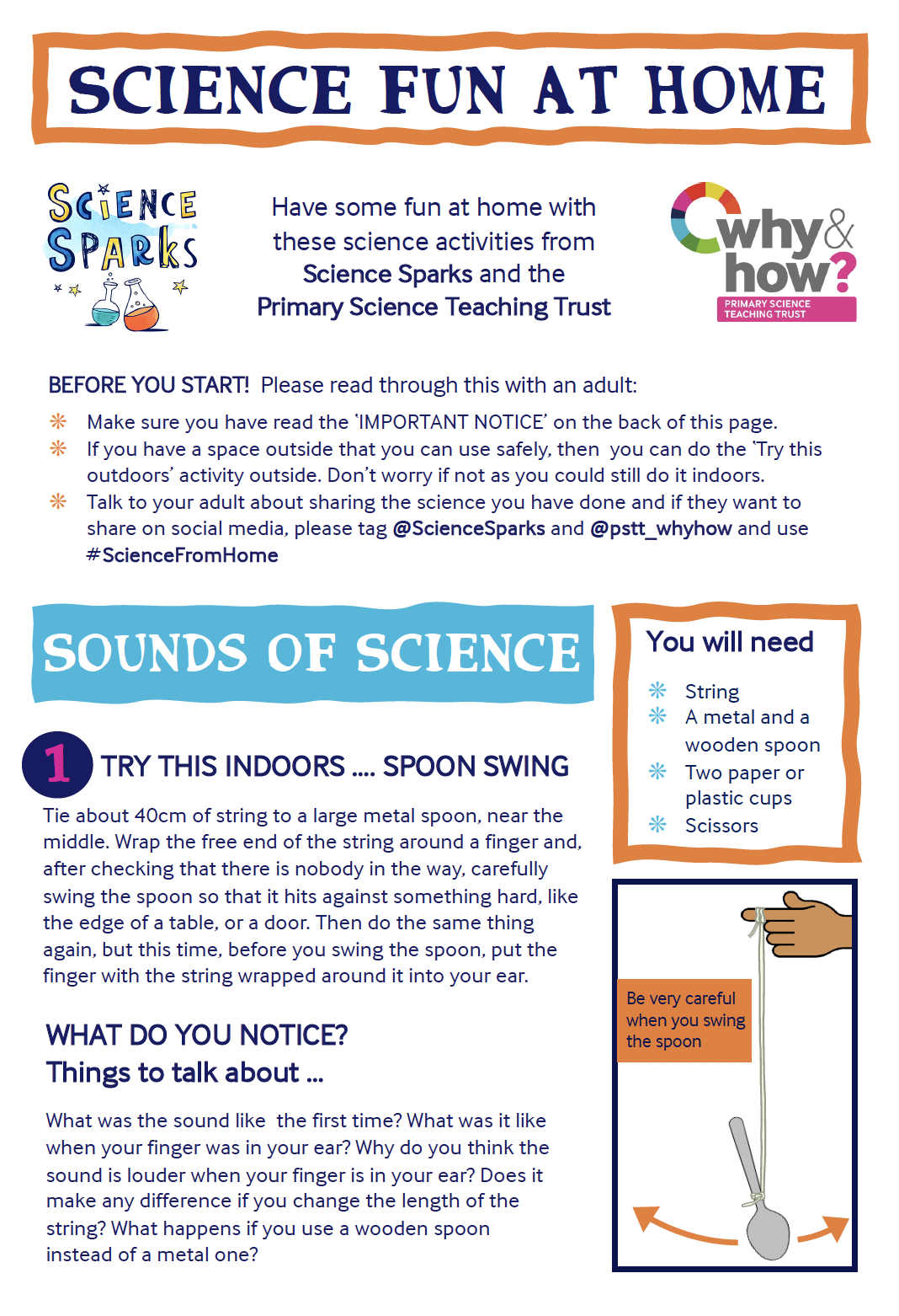 Easy Ideas for Science at Home - Science Sparks