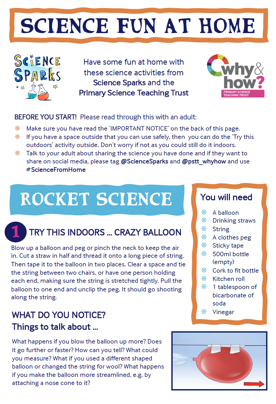 Easy Ideas for Science at Home - Science Sparks