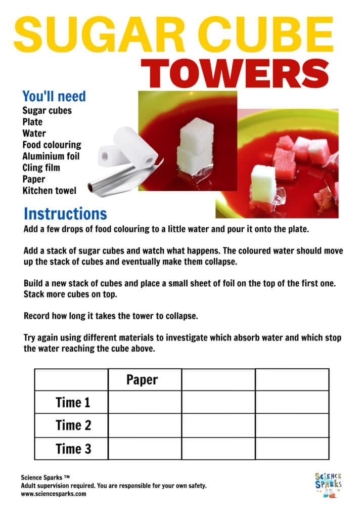 Colourful Sugar Cube Absorbing Experiment - Science for Kids