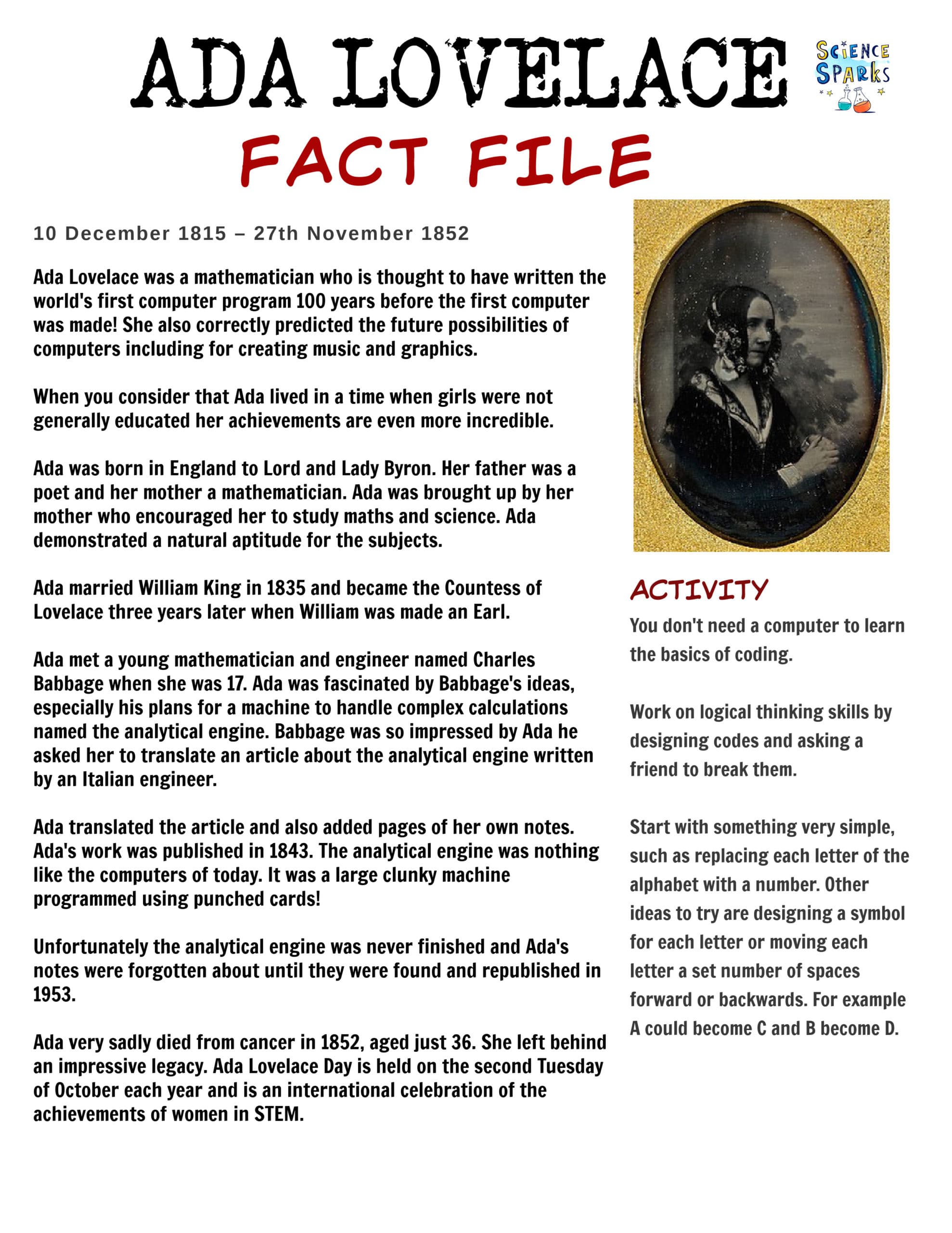 Ada Lovelace - Wonderful Women in STEM