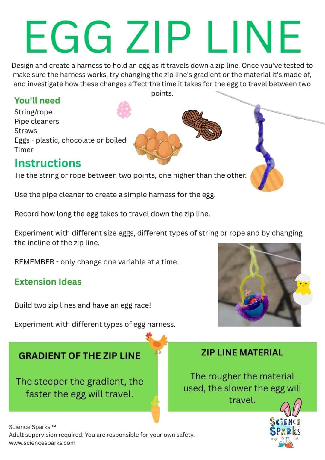 Easter STEM Challenge - Transport an egg down the zip wire