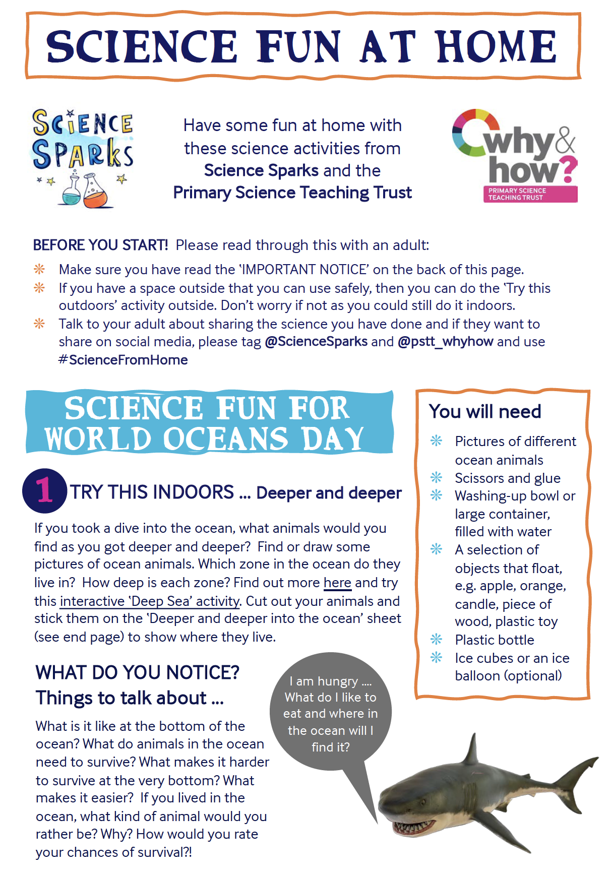 Easy Ideas for Science at Home - Science Sparks