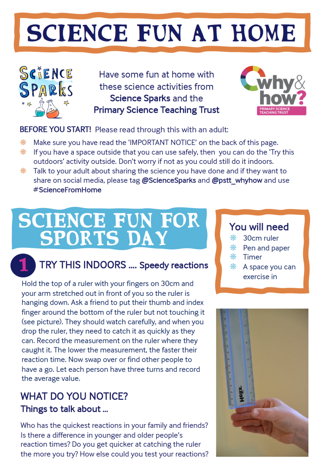 Easy Ideas for Science at Home - Science Sparks