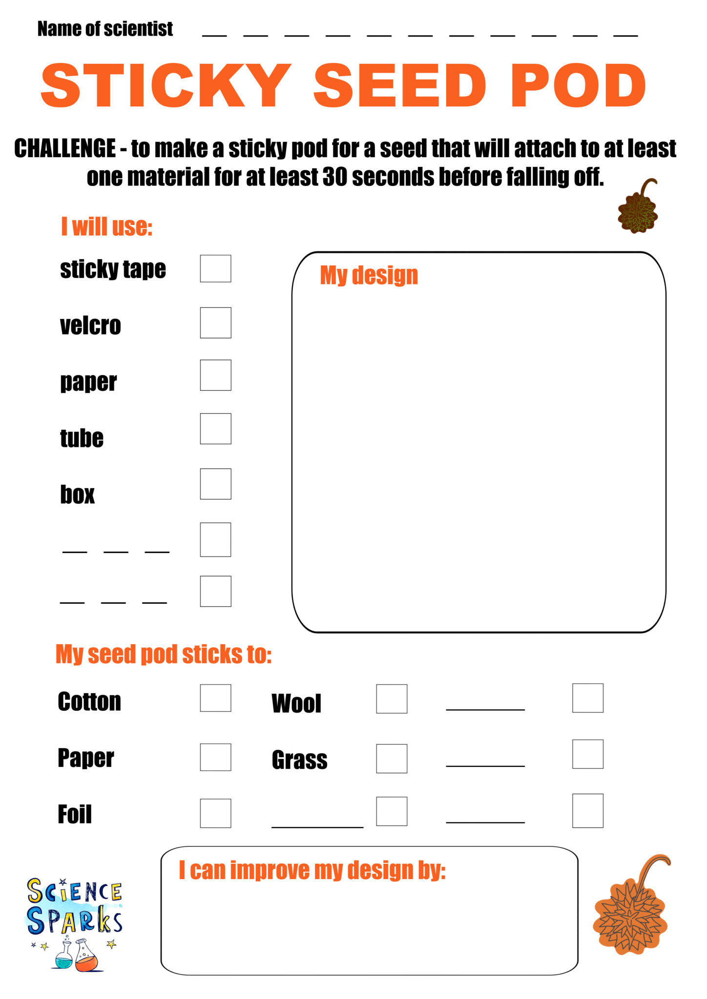 Sticky Seeds - a seed dispersal investigation