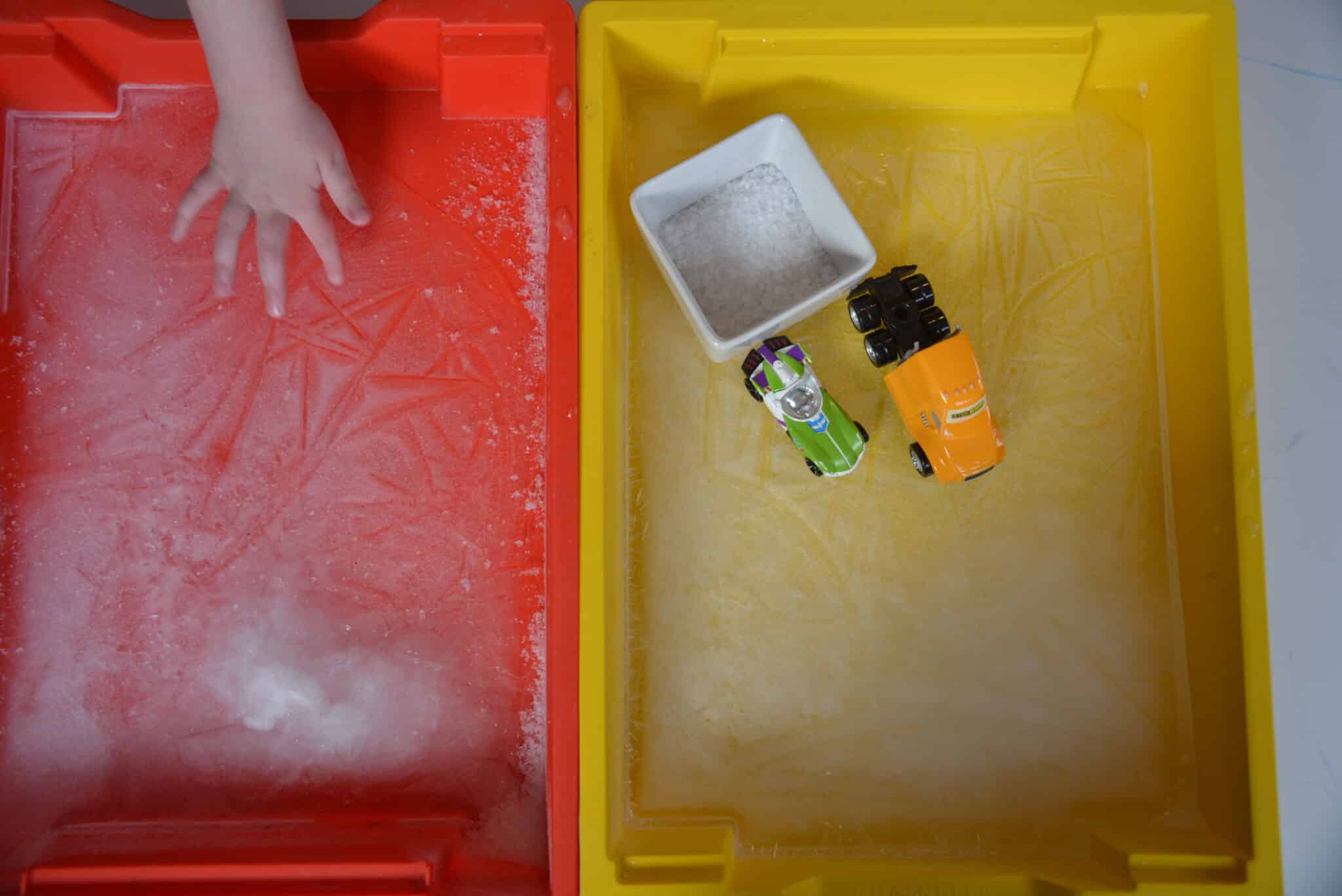 Ice, salt and a toy car science experiment