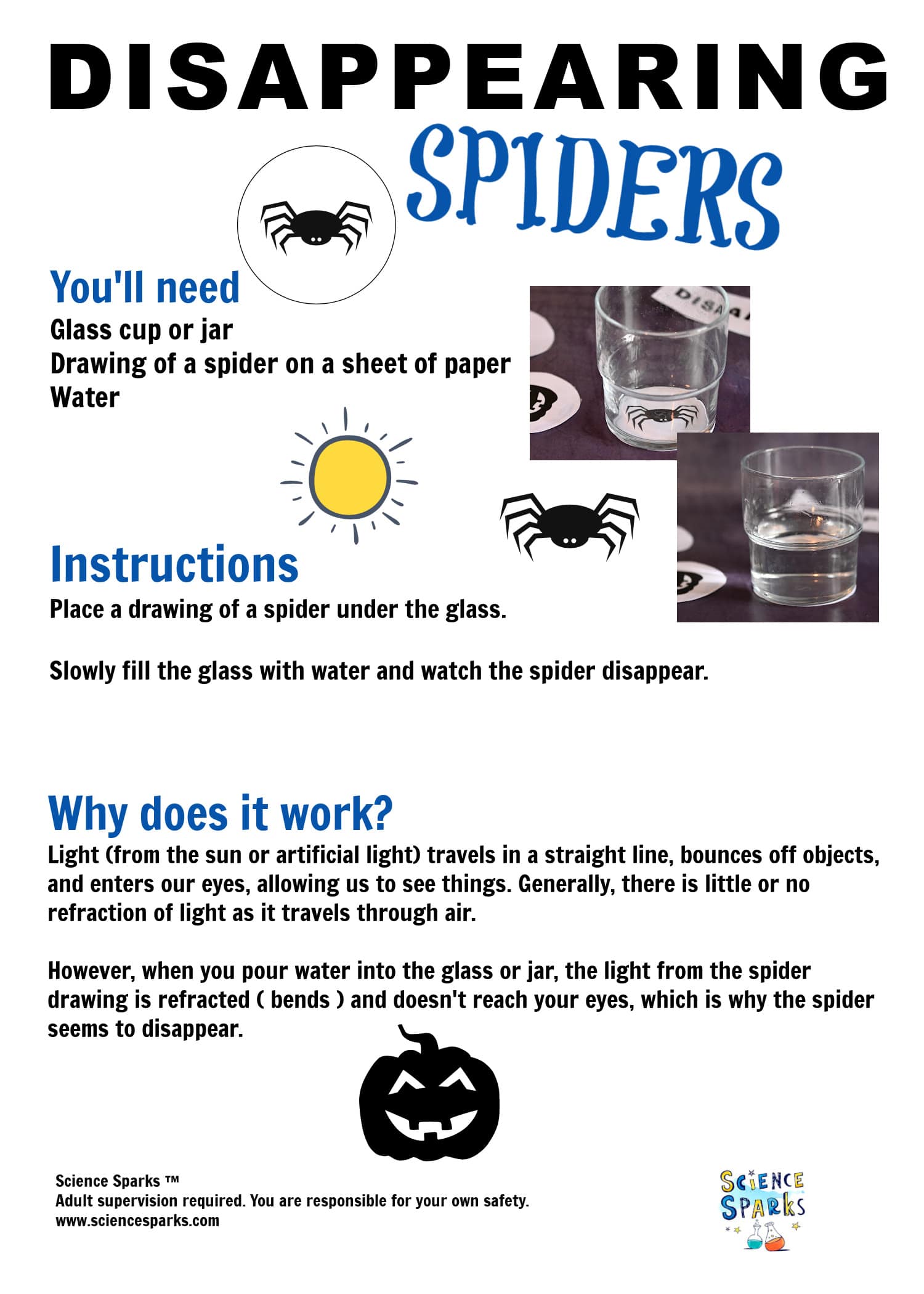 Disappearing Spiders - Halloween Refraction Experiment