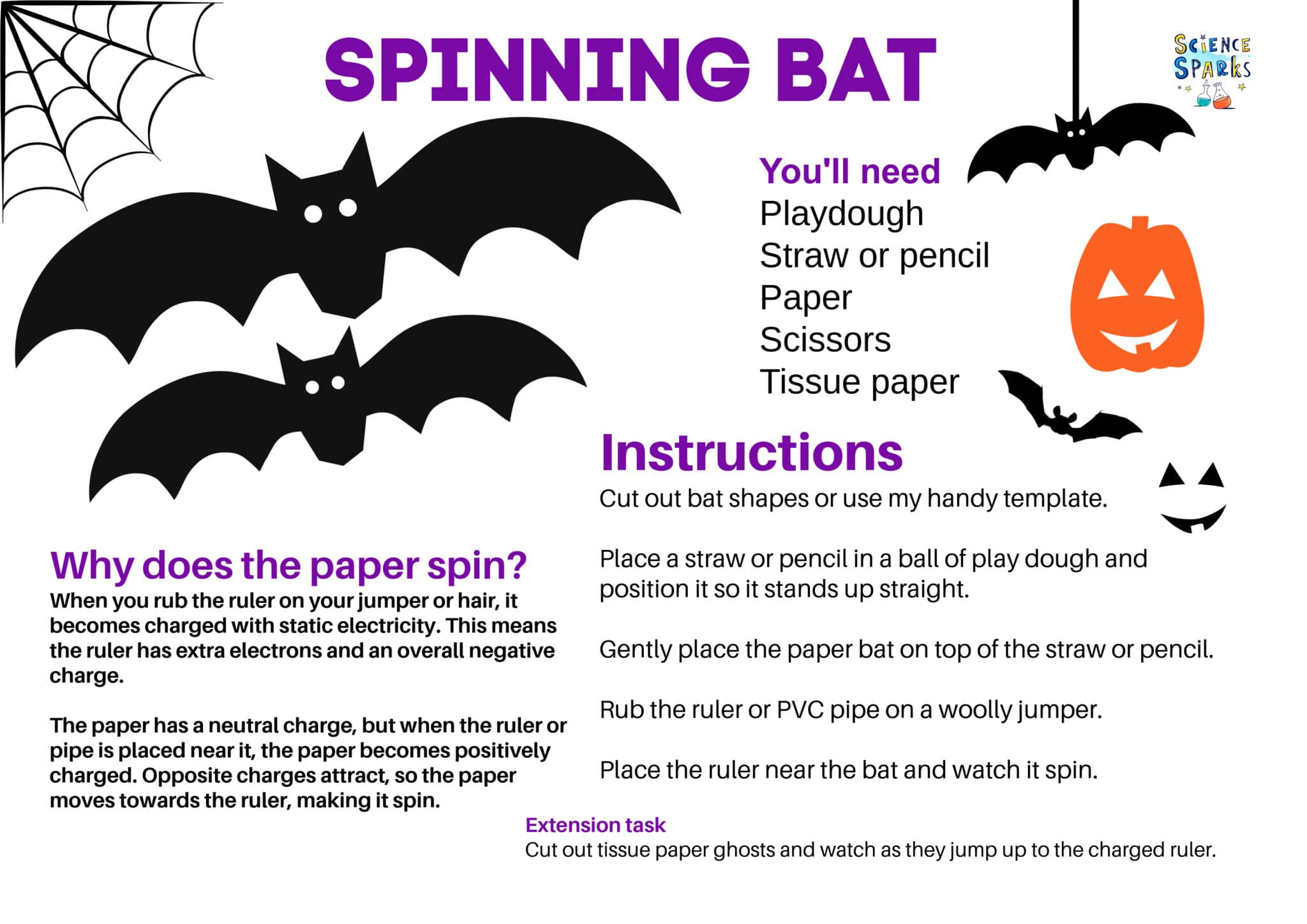 Spinning Static Paper Bats STEM Challenge