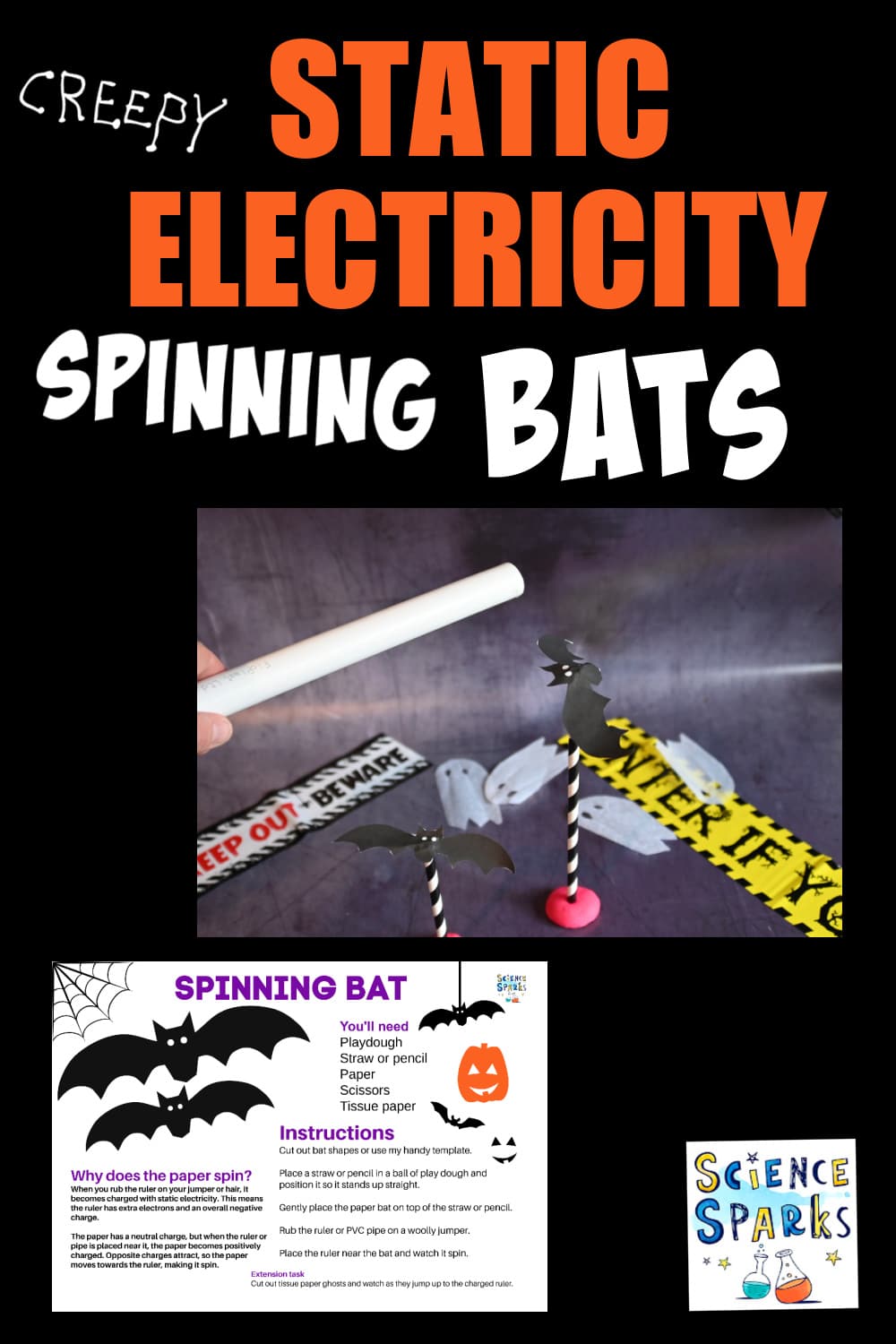 Spinning Static Paper Bats STEM Challenge