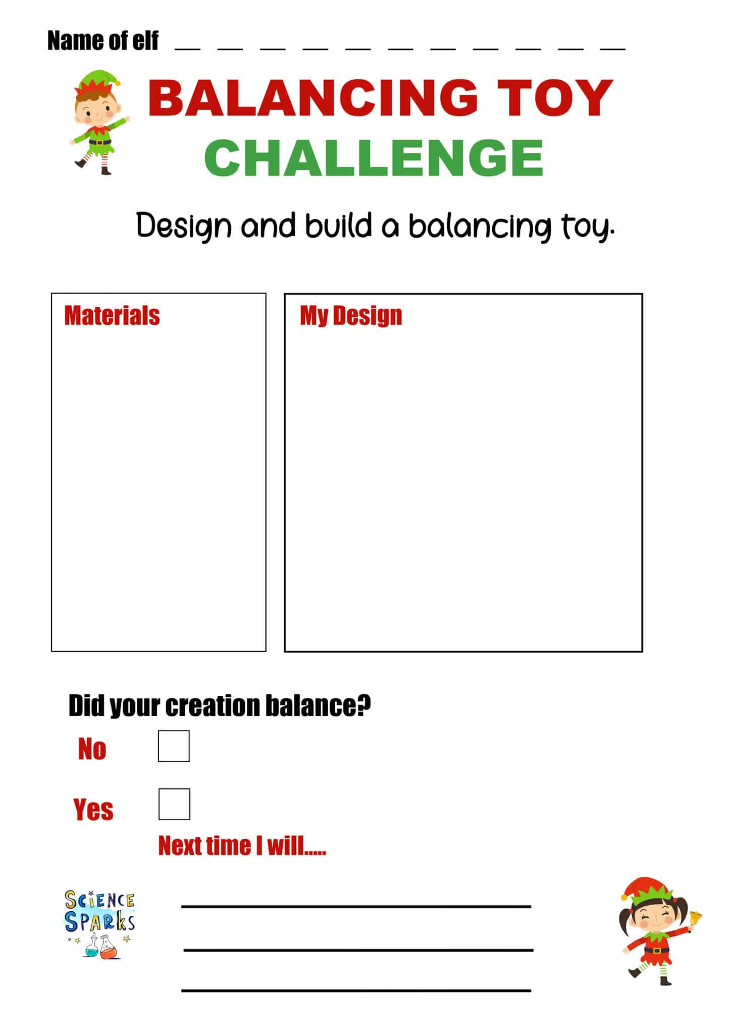 Elf Balancing Toy STEM Challenge